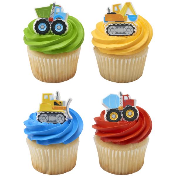 Construction Vehicles Cupcake Rings – 12 Count | Construction Party ...
