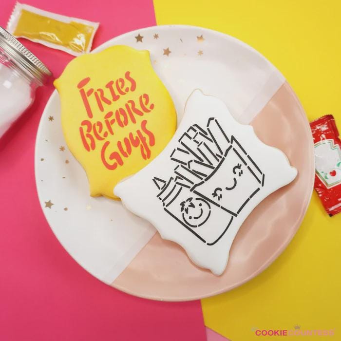 Fries Before Guys Decorating Stencil by Cookie Countess – Cake Connection